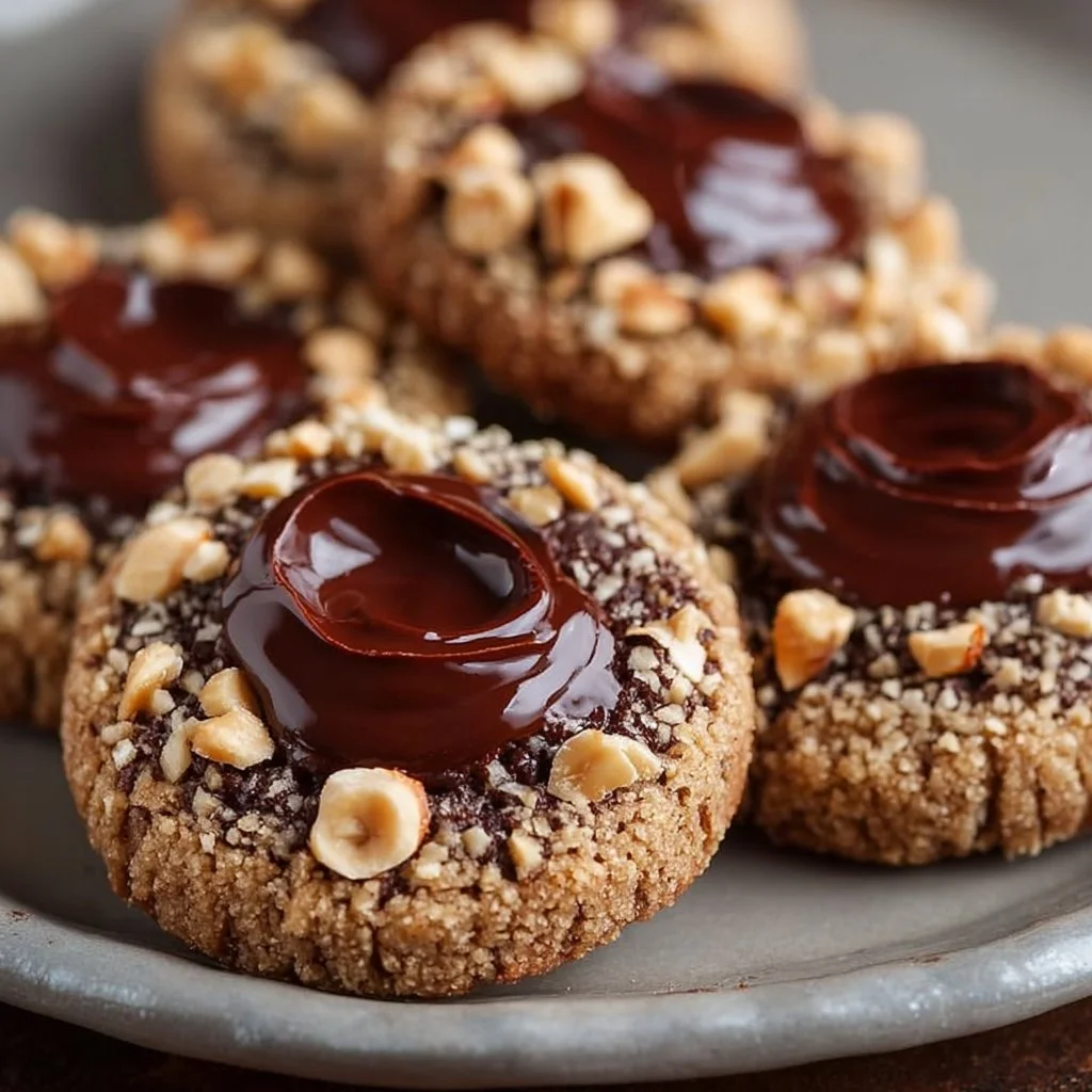 Chocolate Hazelnut Thumbprint Cookies